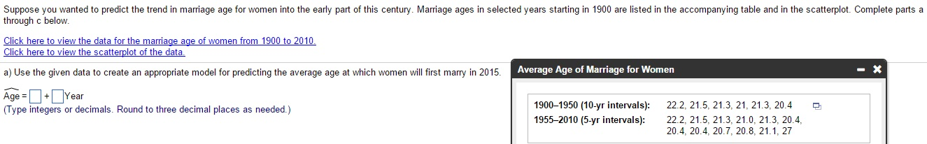 Solved Suppose you wanted to predict the trend in marriage | Chegg.com Solved Suppose you wanted to predict the trend in marriage | Chegg.com