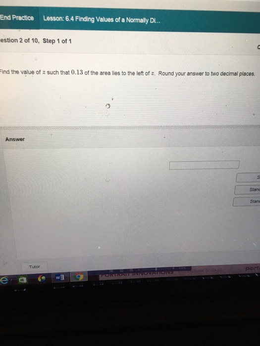 Solved Find the value of z such that 0.13 of the area lies | Chegg.com