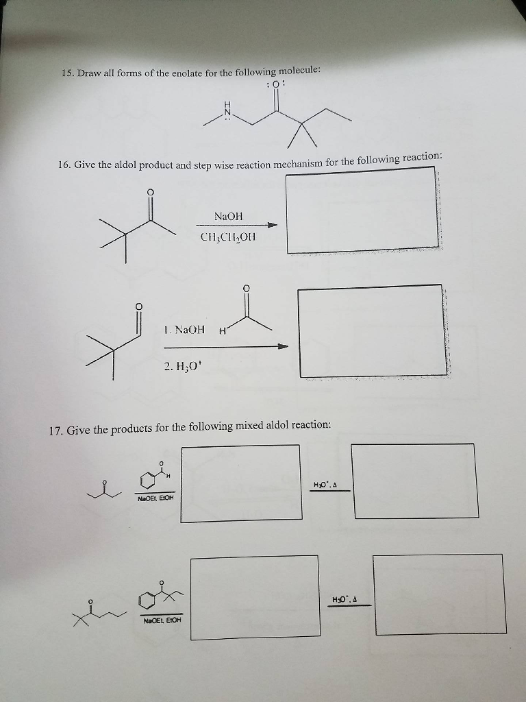 Solved Draw all forms of the enolate for the following | Chegg.com