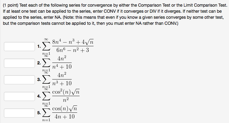 Solved Test each of the following series for convergence by | Chegg.com