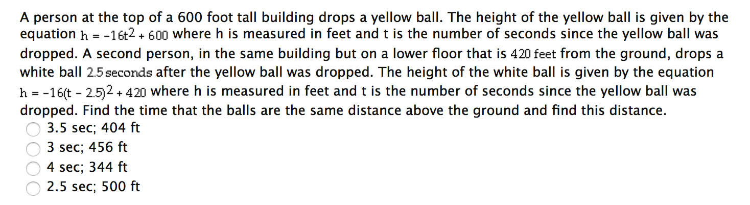 Solved A person at the top of a 600 foot tall building drops | Chegg.com