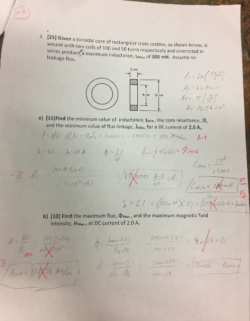 Solved Given a toroidal core of rectangular cross section, | Chegg.com