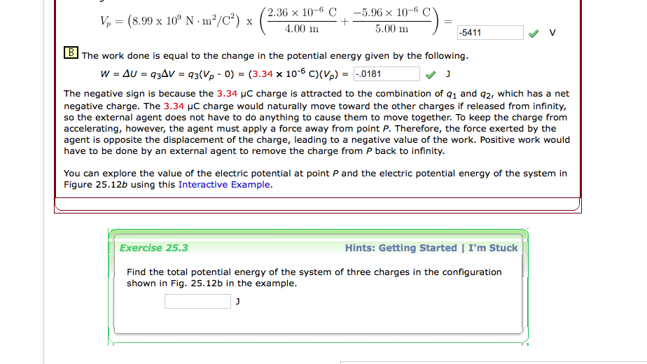 Solved The work done is equal to the change in the potential | Chegg.com