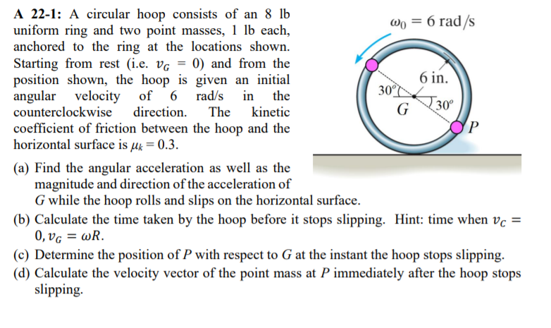 A 22-1: A circular hoop consists of an 8 lb uniform | Chegg.com