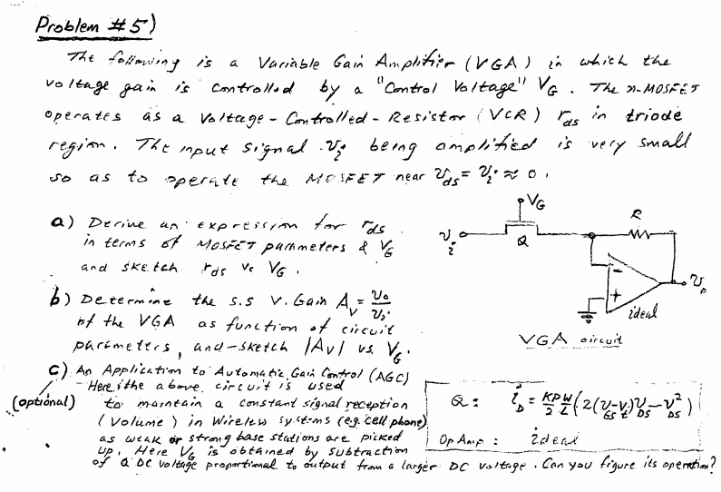 Solved The following is a Variable Gain Amplifier (VGA) in | Chegg.com