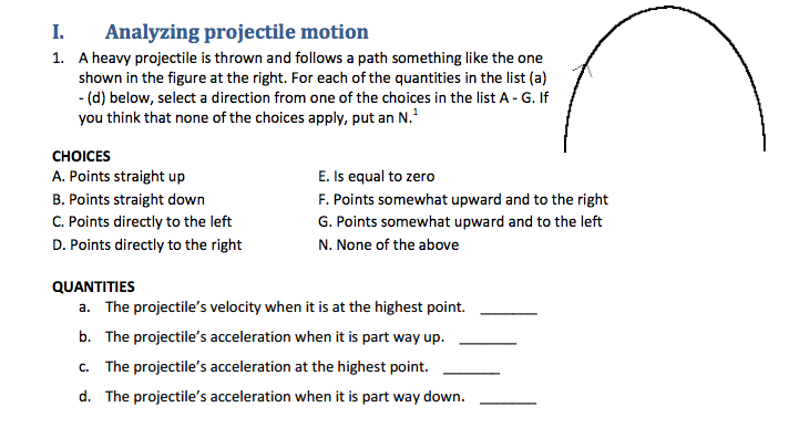 Solved I. Analyzing projectile motion 1. A heavy projectile | Chegg.com