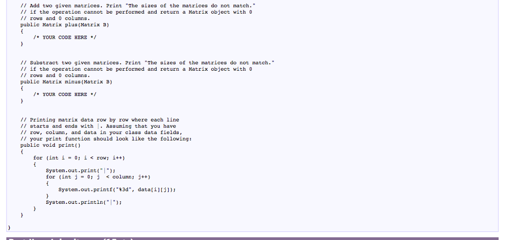 Part | -- Matrix (85 pts) Complete the following | Chegg.com
