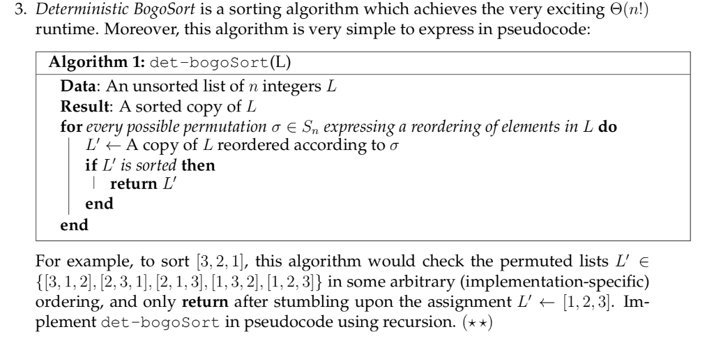 ** Deterministic bogo sort, we need to be sure we are | Chegg.com