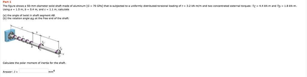Solved Part 1 1.8 kN-m The figure shows a 50-mm-diameter | Chegg.com