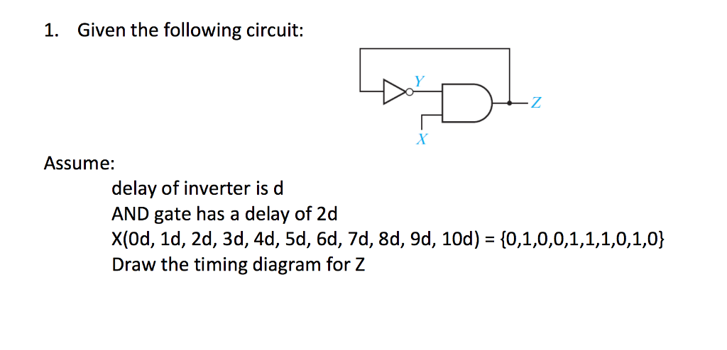 Solved Given the following circuit: Assume: delay of | Chegg.com