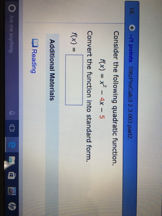 Solved Consider the following quadratic function. f(x) = x^2 | Chegg.com