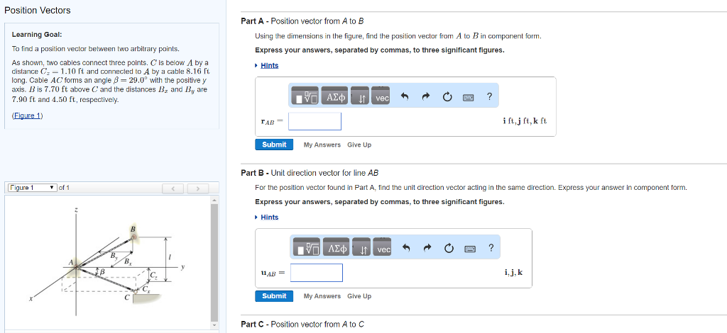 Solved Position Vectors Part A Position vector from A toB | Chegg.com
