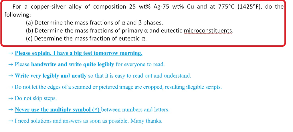 Solved For a copper-silver alloy of composition 25 wt% Ag-75 | Chegg.com