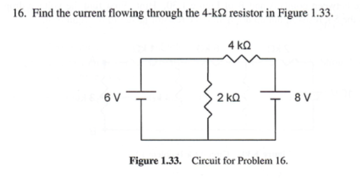Solved 16. Find the current flowing through the 4-kS2 | Chegg.com