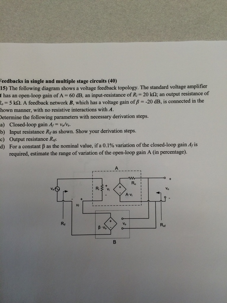 Solved The following diagram shows a voltage feedback | Chegg.com
