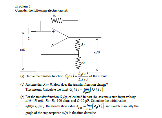 Solved Problem 3: Consider the following electric circuit. | Chegg.com