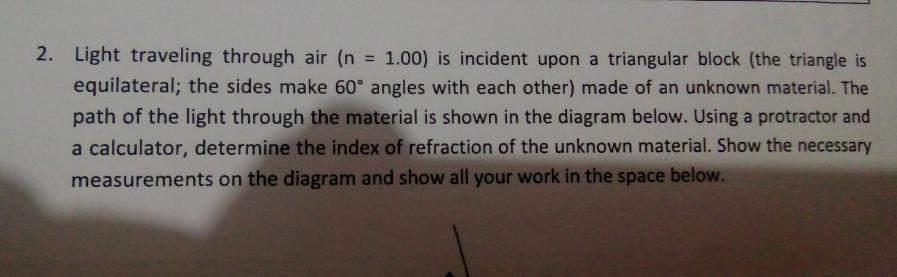 Solved Light traveling through air (n = 1.00) is incident | Chegg.com
