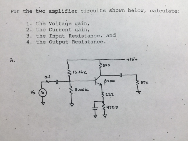 Solved: For The Two Amplifier Circuits Shown Below, Calcul... | Chegg.com