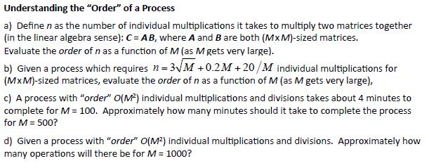 Solved Understanding the "Order" of a Process a) Define n | Chegg.com