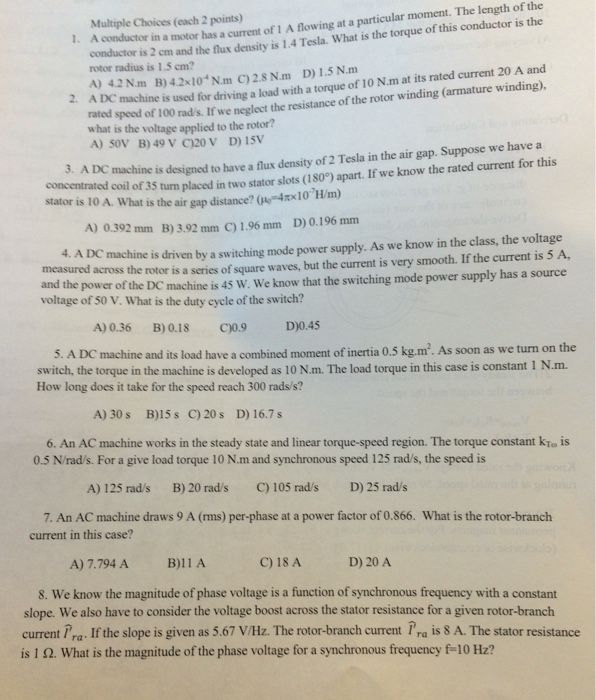 Solved Please Solve the multiple choice problems by only | Chegg.com