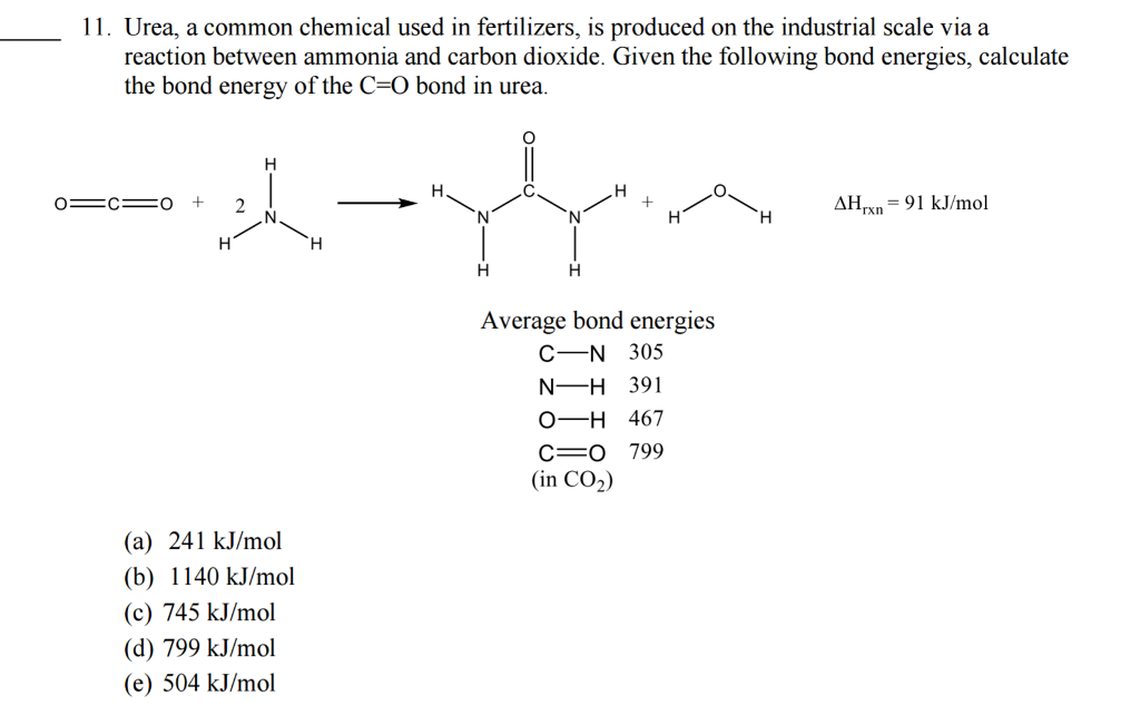 Solved Urea, a common chemical used in fertilizers, is | Chegg.com
