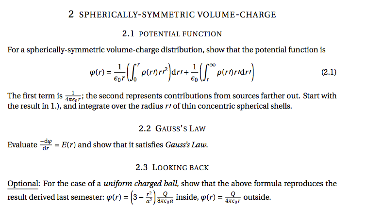 Solved For a spherically-symmetric volume-charge | Chegg.com