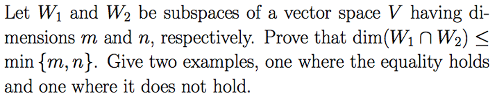 Let W1 and W2 be subspaces of a vector space V having | Chegg.com