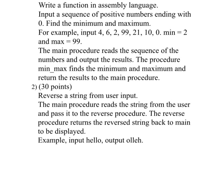 Solved Write A Function In Assembly Language Input A 0564