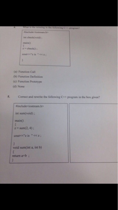 Solved checko (a) Function Call (b) Function Definition (c) | Chegg.com