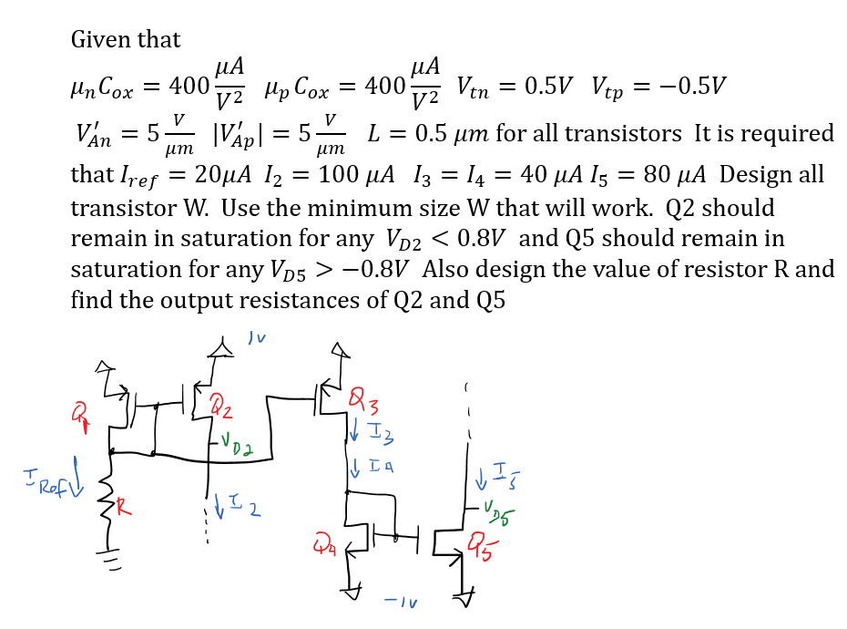 Solved Given that , Cox-400 L-0.5 μm for all transistors lt | Chegg.com