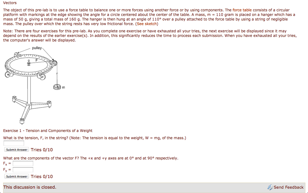 Solved The object of this pre-lab is to use a force table to | Chegg.com