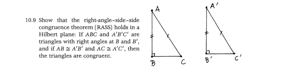 Solved 10.9 Show that the right-angle-side-side congruence | Chegg.com