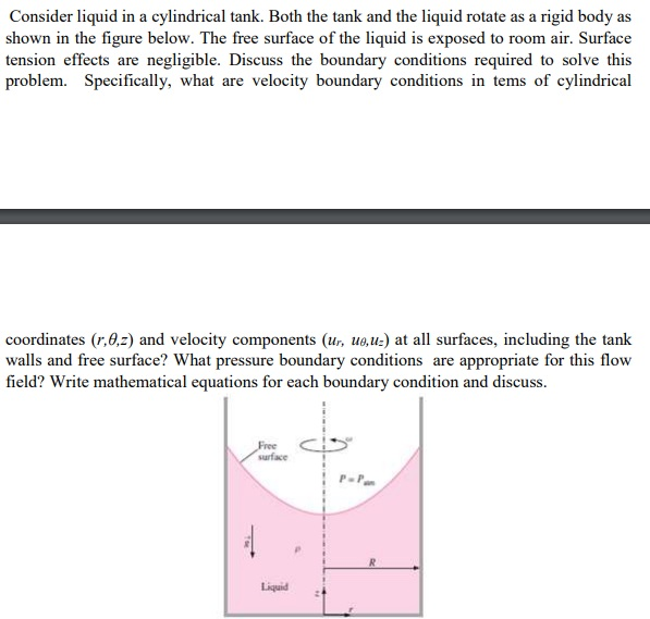 Solved Consider liquid in a cylindrical tank. Both the tank | Chegg.com