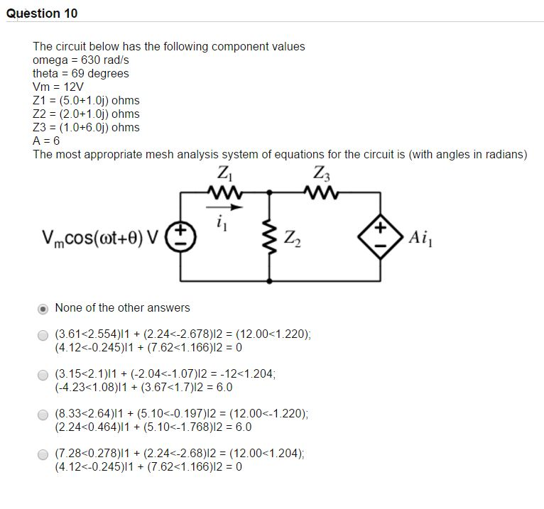 Solved The circuit below has the following component values | Chegg.com