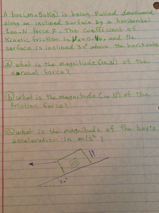 Solved A box (m = 50 kg) is being pulled downward along an | Chegg.com