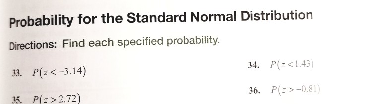 Solved Probability for the Standard Normal Distribution | Chegg.com