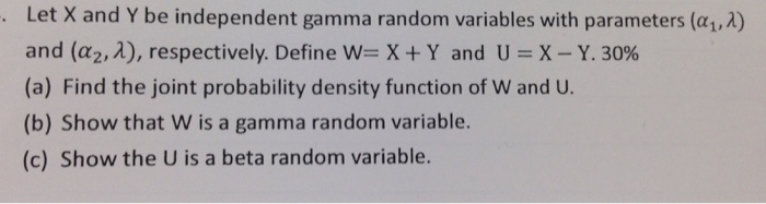 Solved Let X and Y be independent gamma random variables | Chegg.com