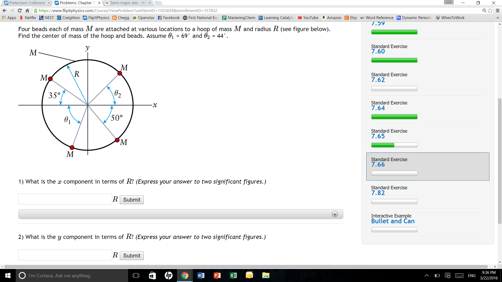 Solved Four beads each of mass M are attached at various | Chegg.com