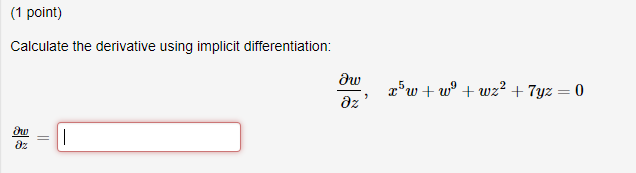 Solved (1 pi) Calculate the derivative using implicit | Chegg.com