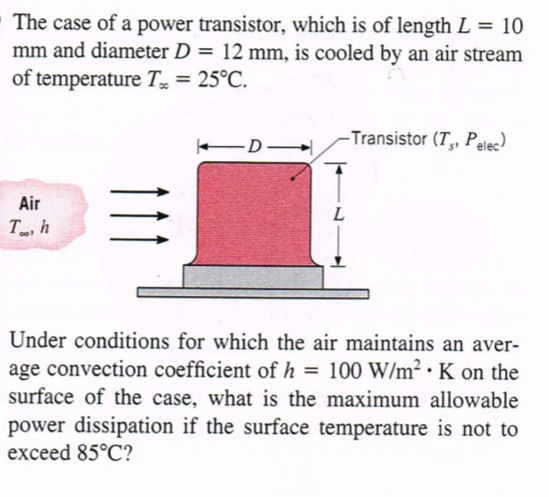 Solved The case of a power transistor, which is of length L | Chegg.com