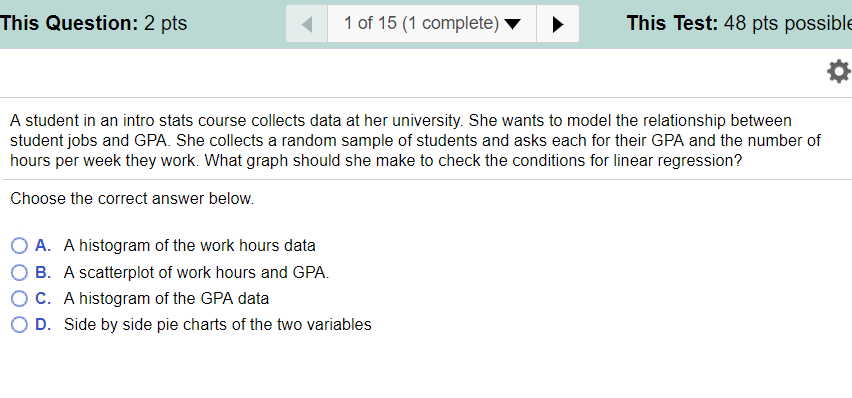Solved This Question: 2 pts 1 of 15 (1 complete) This | Chegg.com