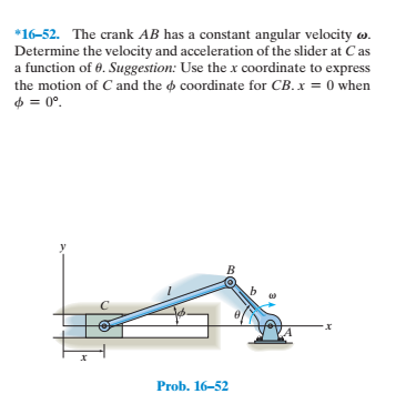 Solved The crank AB has a constant angular velocity omega. | Chegg.com
