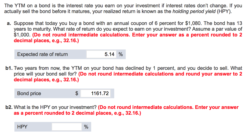 Solved The YTM on a bond is the interest rate you earn on | Chegg.com