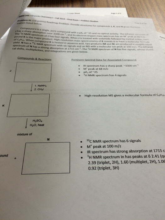 Solved (18 points) Roadmap problem. Provide structures for | Chegg.com