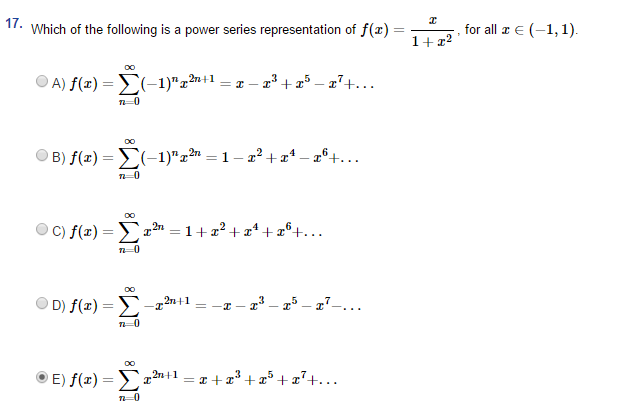 Solved Which Of The Following Is A Power Series