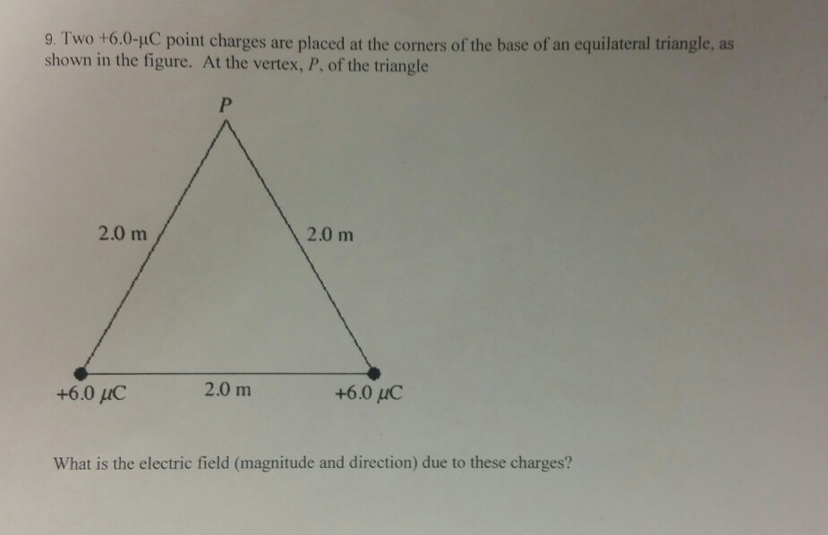 Solved 9. Two +6.0-uC point charges are placed at the | Chegg.com