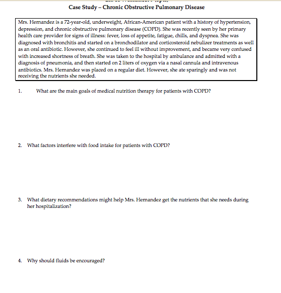 Solved Case Study - Chronic Obstructive Pulmonary Disease | Chegg.com