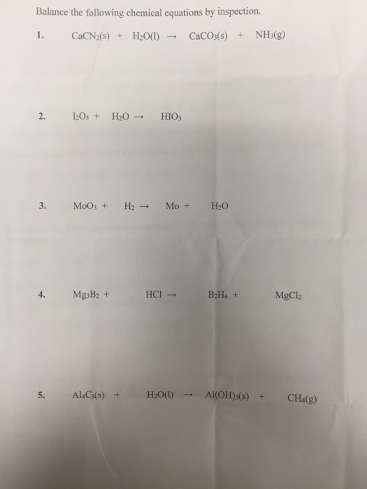 Solved Balance the following chemical equations by | Chegg.com