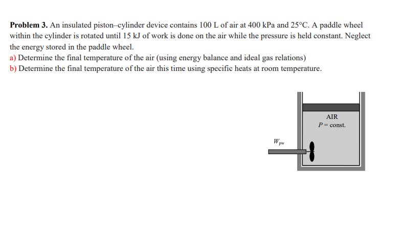 Solved Problem 3. An insulated piston-cylinder device | Chegg.com