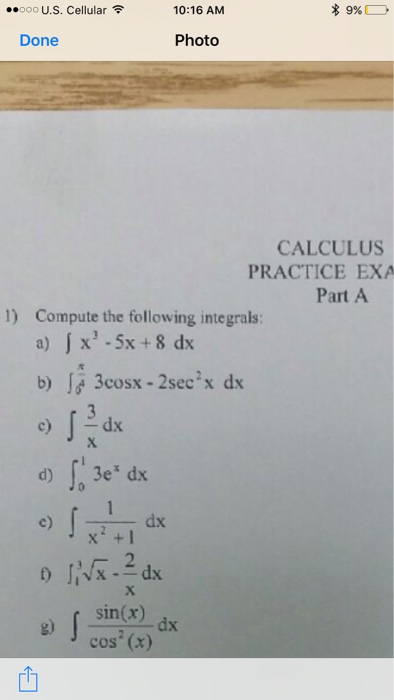 Solved Compute the following integrals: integral x^3 - 5x + | Chegg.com
